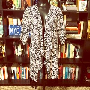 LuLaRoe | Tops | Lularoe Black White Monroe Fringe Kimono | Poshmark